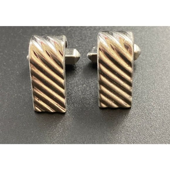 SWANK | Accessories | Swank Sterling Silver Cufflinks Ribbed Rectangle ...